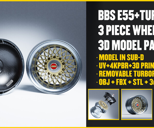 ArtStation - BBS E55 + Turbofan 3 PIECE WHEELS PACKAGE | Resources