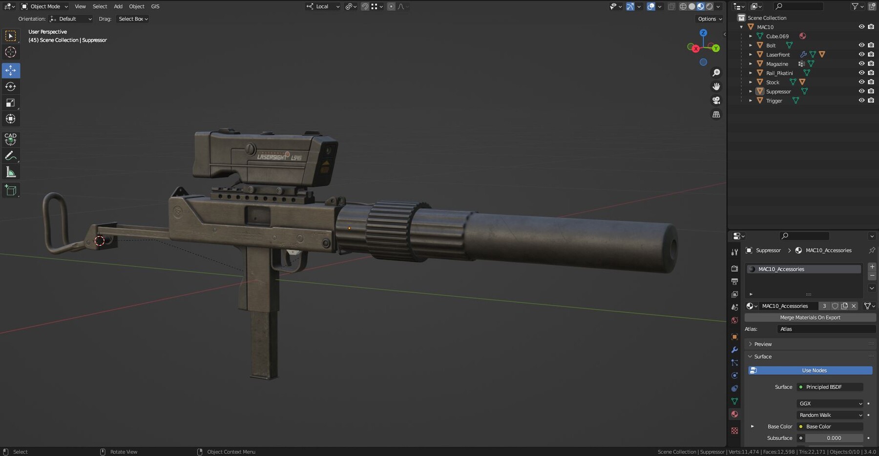 ArtStation - SCIFI XOF MAC10 Submachingun Low-poly 3D model | Game Assets