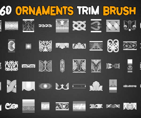 ArtStation - 60 Ornaments Trim Brush + 3D model + Free Tutorials - Vol ...