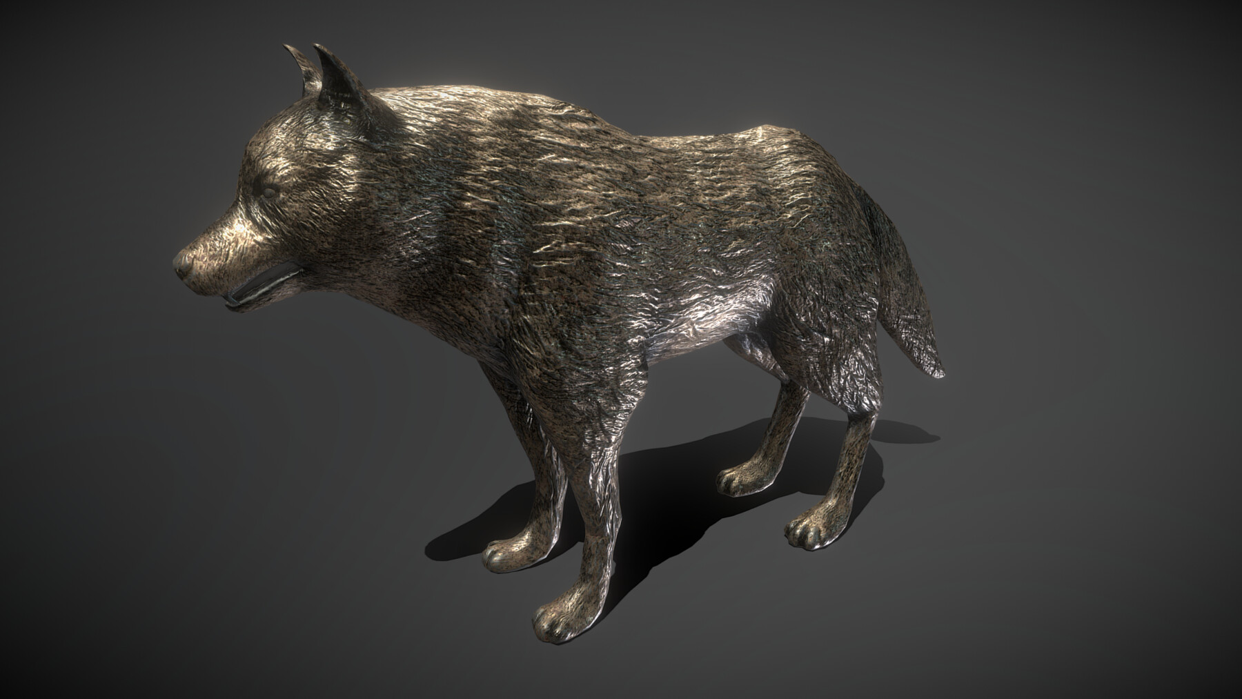 ArtStation - Wolf Bronze Statue | Game Assets