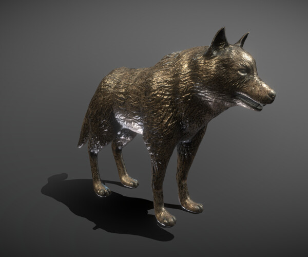 ArtStation - Wolf Bronze Statue | Game Assets