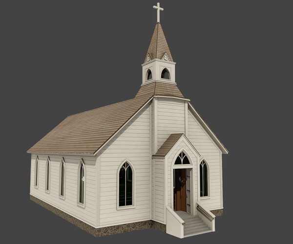 ArtStation - Low Poly Old Church With Interior PBR | Game Assets