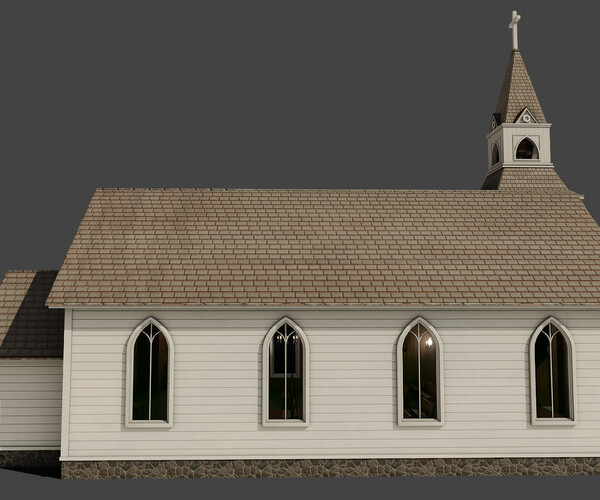 ArtStation - Low Poly Old Church With Interior PBR | Game Assets