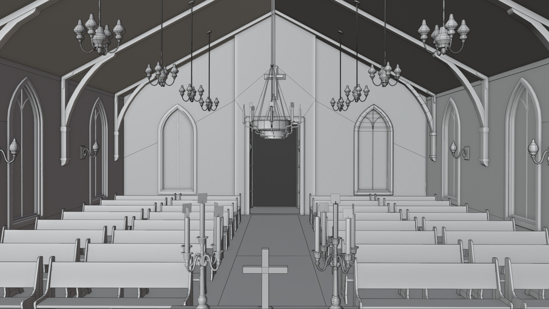 ArtStation - Low Poly Old Church With Interior PBR | Game Assets