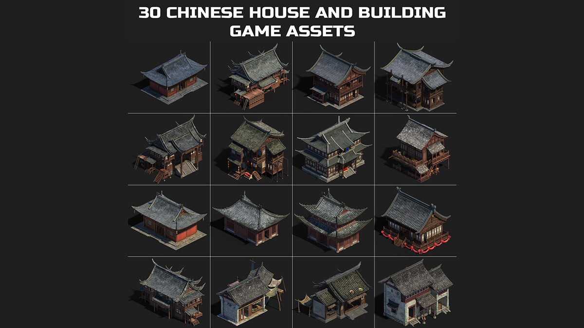 ArtStation - 30 Chinese Home, House, Building Game Asset | Game Assets