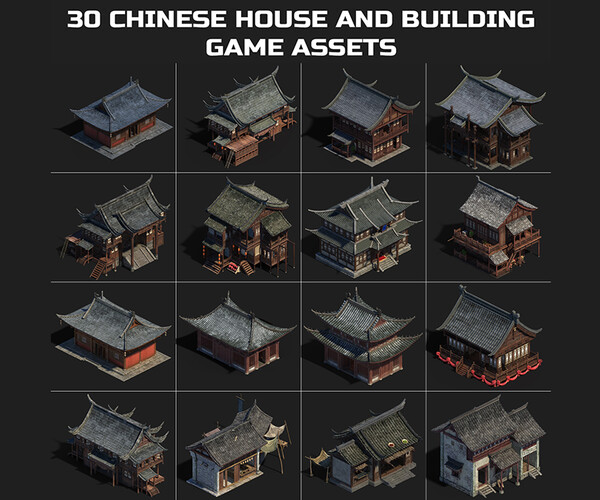 ArtStation - 30 Chinese Home, House, Building Game Asset | Game Assets