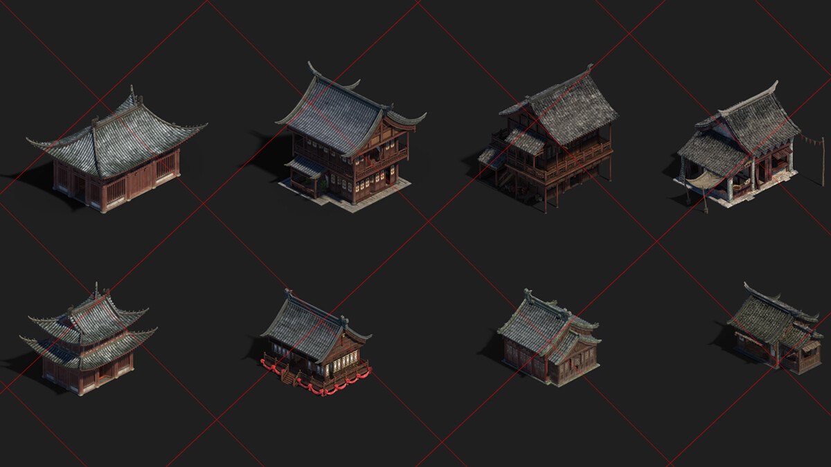 ArtStation - 30 Chinese Home, House, Building Game Asset | Game Assets