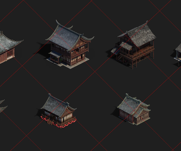 ArtStation - 30 Chinese Home, House, Building Game Asset | Game Assets