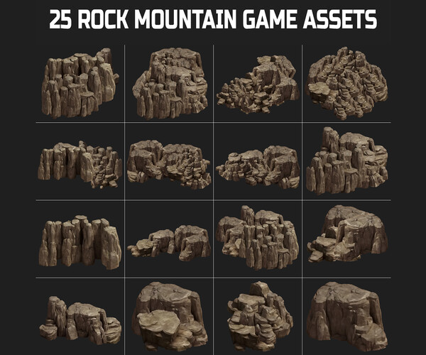 ArtStation - 25 Rock, Stone, Mountain, Cliff, Terrain Game Assets ...