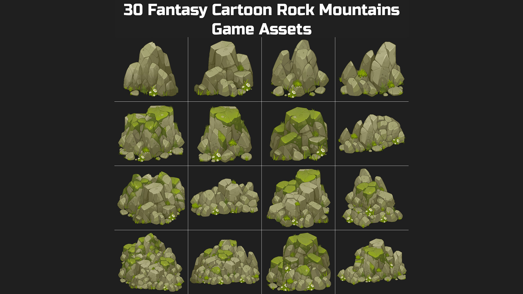 ArtStation - 30 Fantasy Cartoon Rock, Stone, Cliff, Mountain, Terrain ...