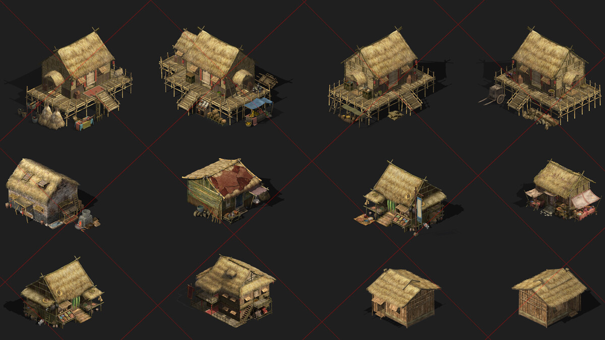 ArtStation - 24 Fantasy Mud House, House, Hut, Water Hut, Building ...