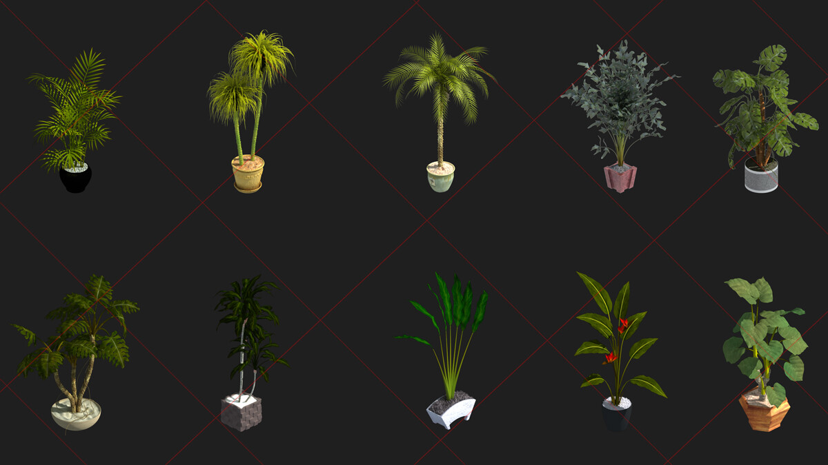 ArtStation - 45 Pot Plants Game Assets | Game Assets