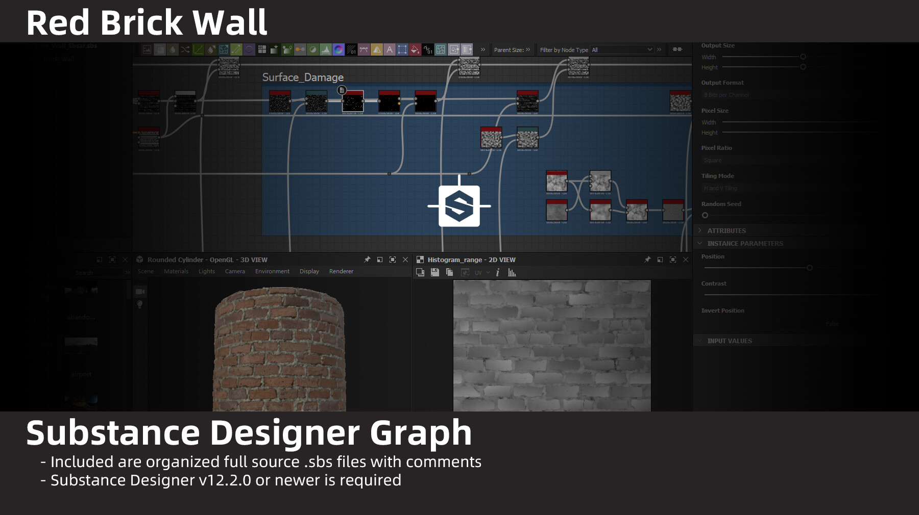 ArtStation - Red Brick Wall Material | Substance Designer Graph | Resources