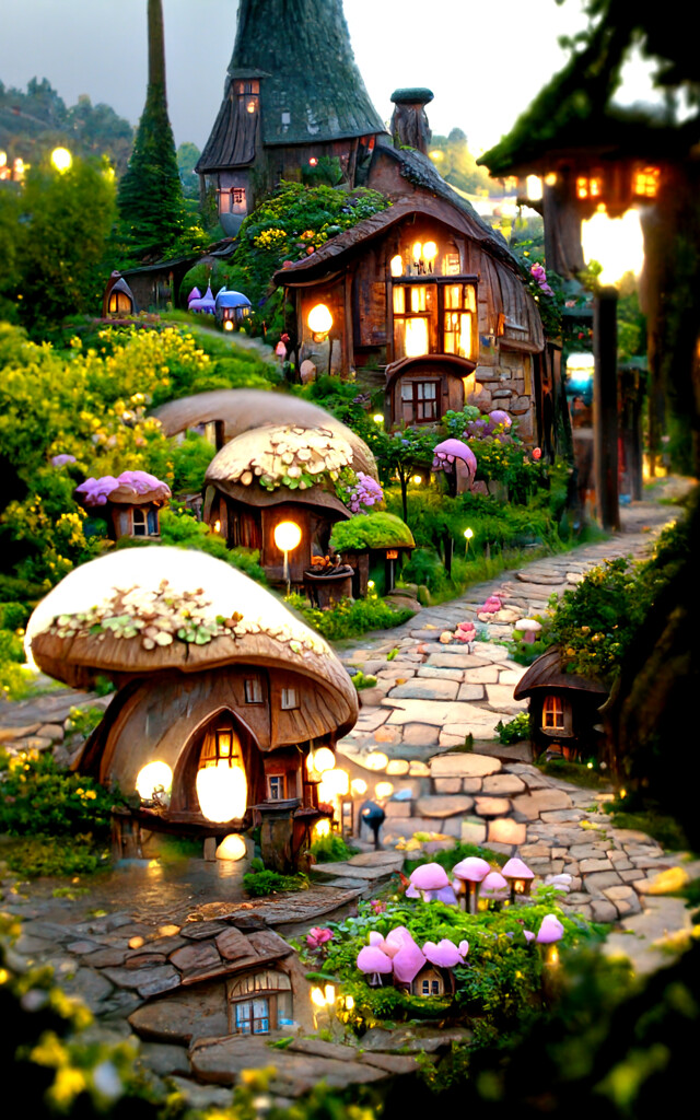 ArtStation - Hobbit fairy tale town at night Illustration Set | Artworks