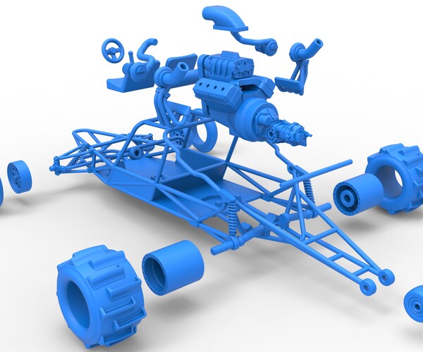ArtStation - 3D printable Diecast Sand drag Rail buggy Scale 1:25 ...