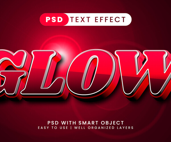 ArtStation - 3D Glow PSD fully editable text effect. Layer style PSD ...