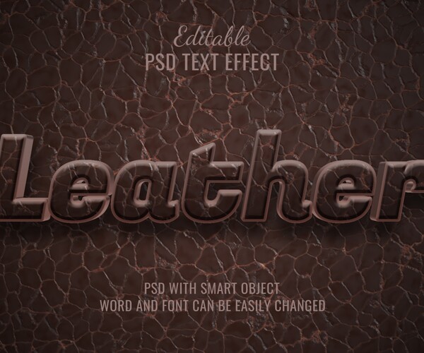 ArtStation - 3D Leather PSD fully editable text effect. Layer style PSD ...