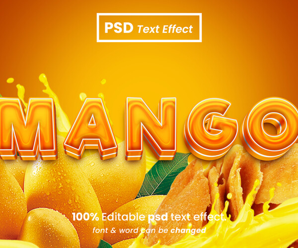 ArtStation - 3D Mango PSD fully editable text effect. Layer style PSD ...