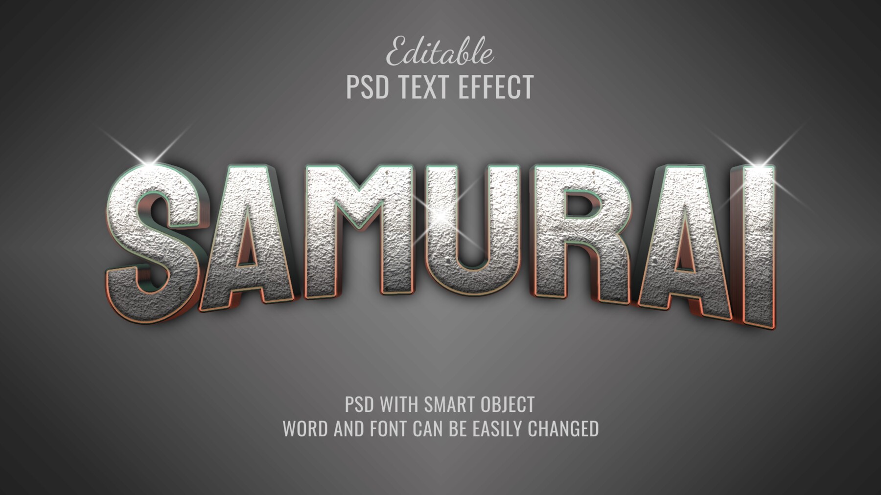ArtStation - 3D Samurai PSD fully editable text effect. Layer style PSD ...
