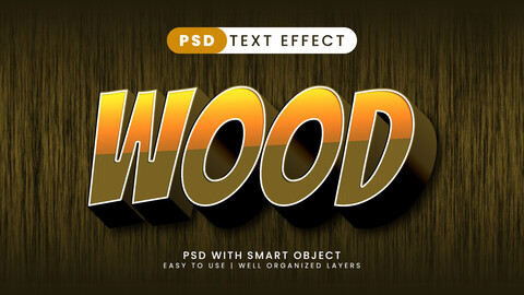 ArtStation - 3D Wood PSD fully editable text effect. Layer style PSD ...