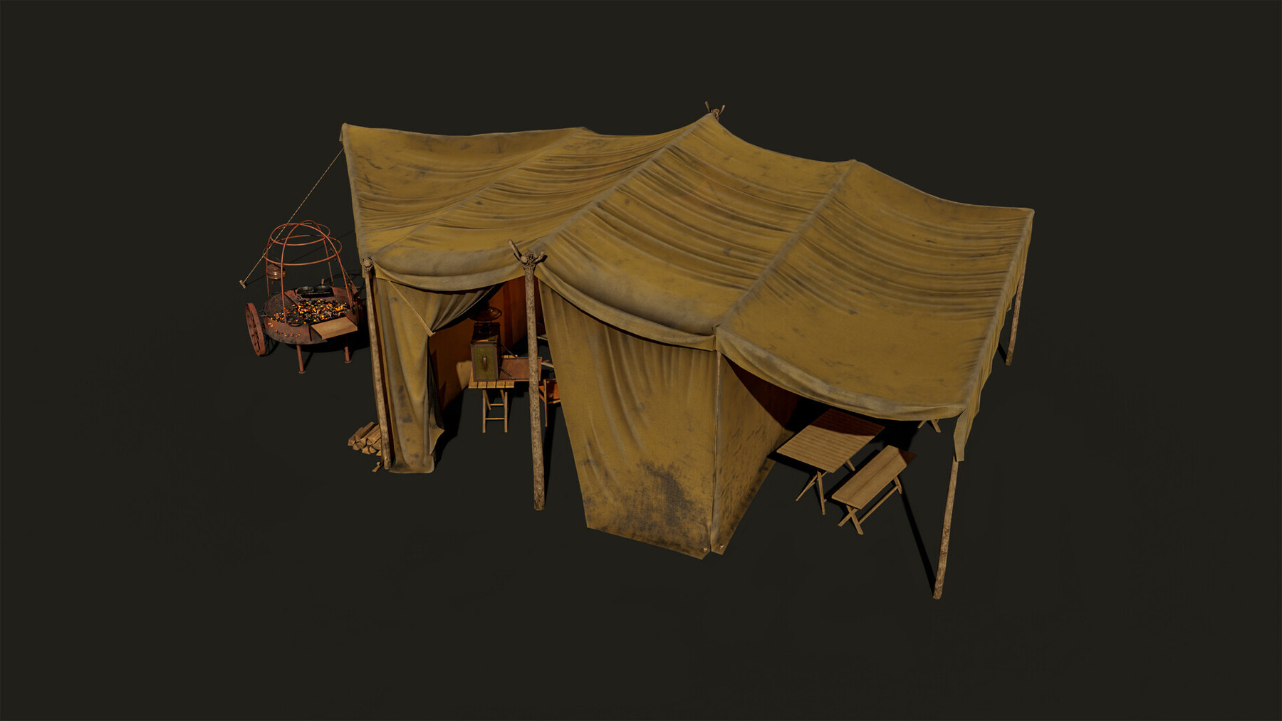 ArtStation - Camping Tent with props | Game Assets