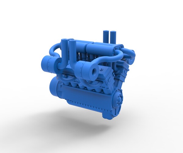 ArtStation - 3D printable Diecast Turbo engine V12 for pulling tractor ...
