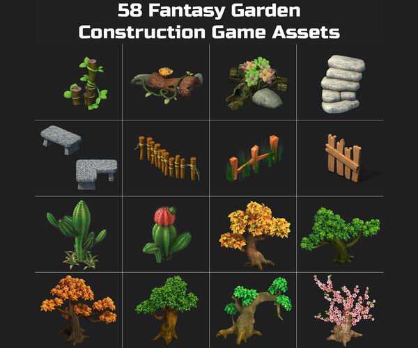 ArtStation - 58 Fantasy Garden, Jungle, Forest, Village Construction ...