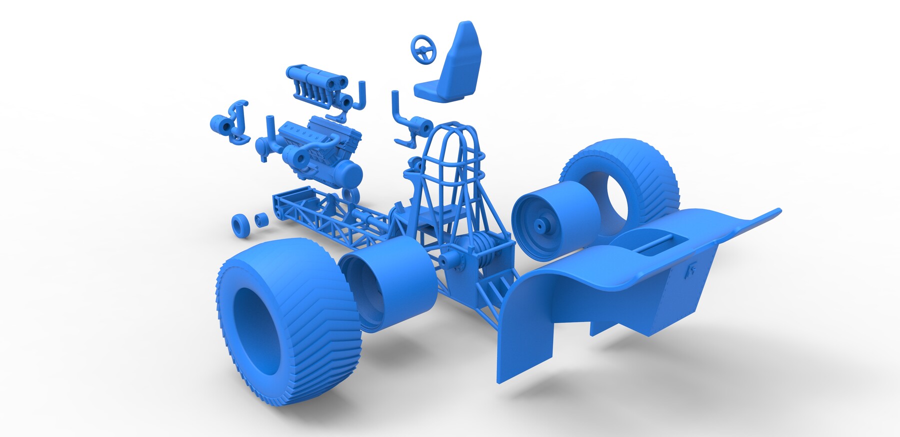 ArtStation - 3D printable Diecast Pulling tractor with single turbo ...