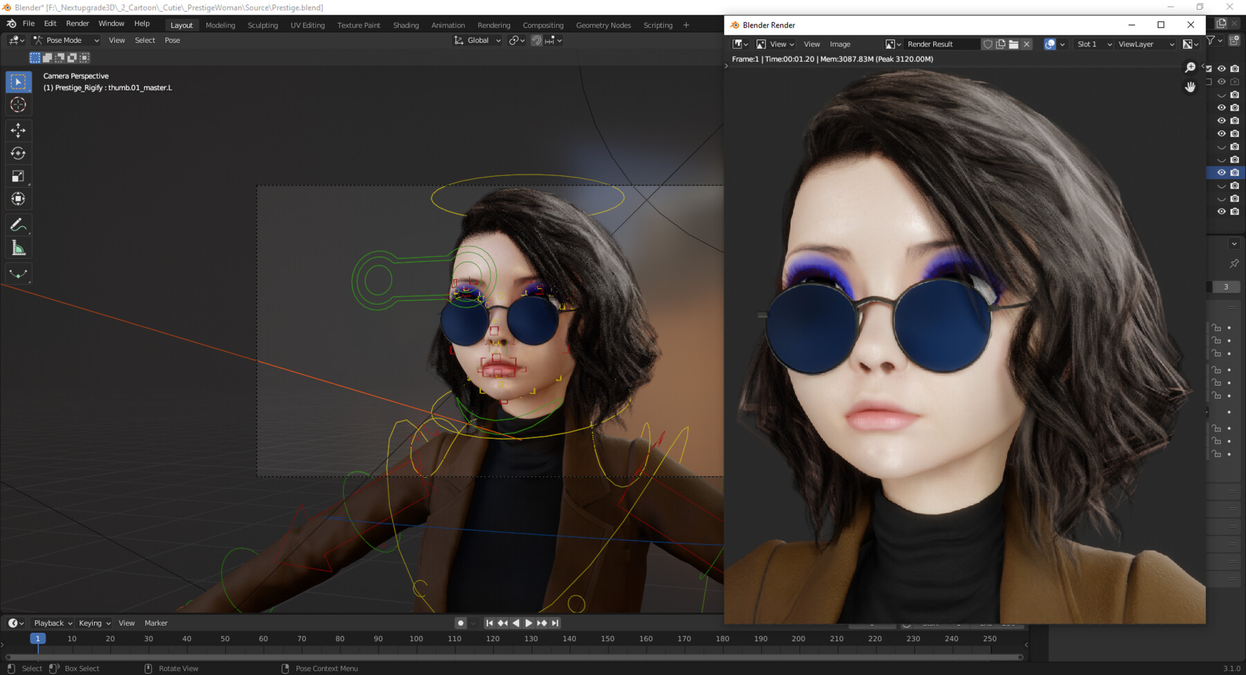 ArtStation - Prestige Realistic stylized cartoon Female 3D Model Naked ...