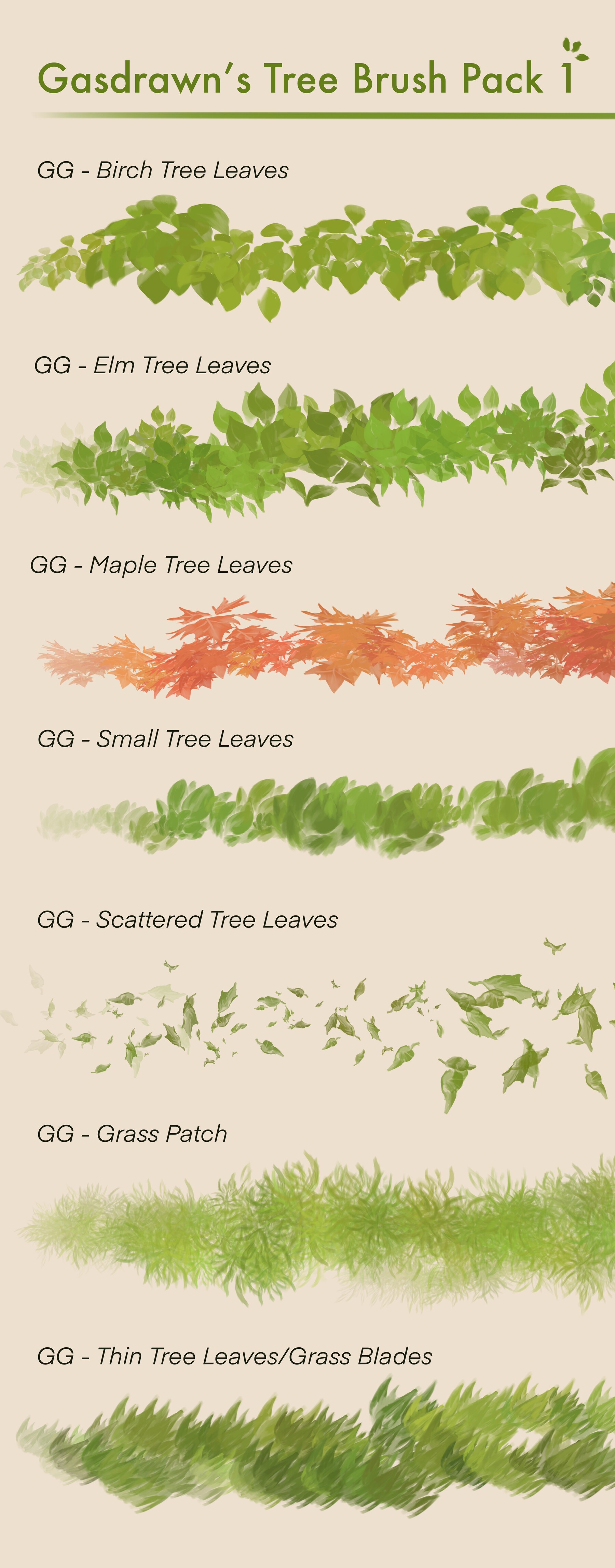 ArtStation - TREE PROCREATE BRUSH PACK 1 by Gasdrawn | Brushes