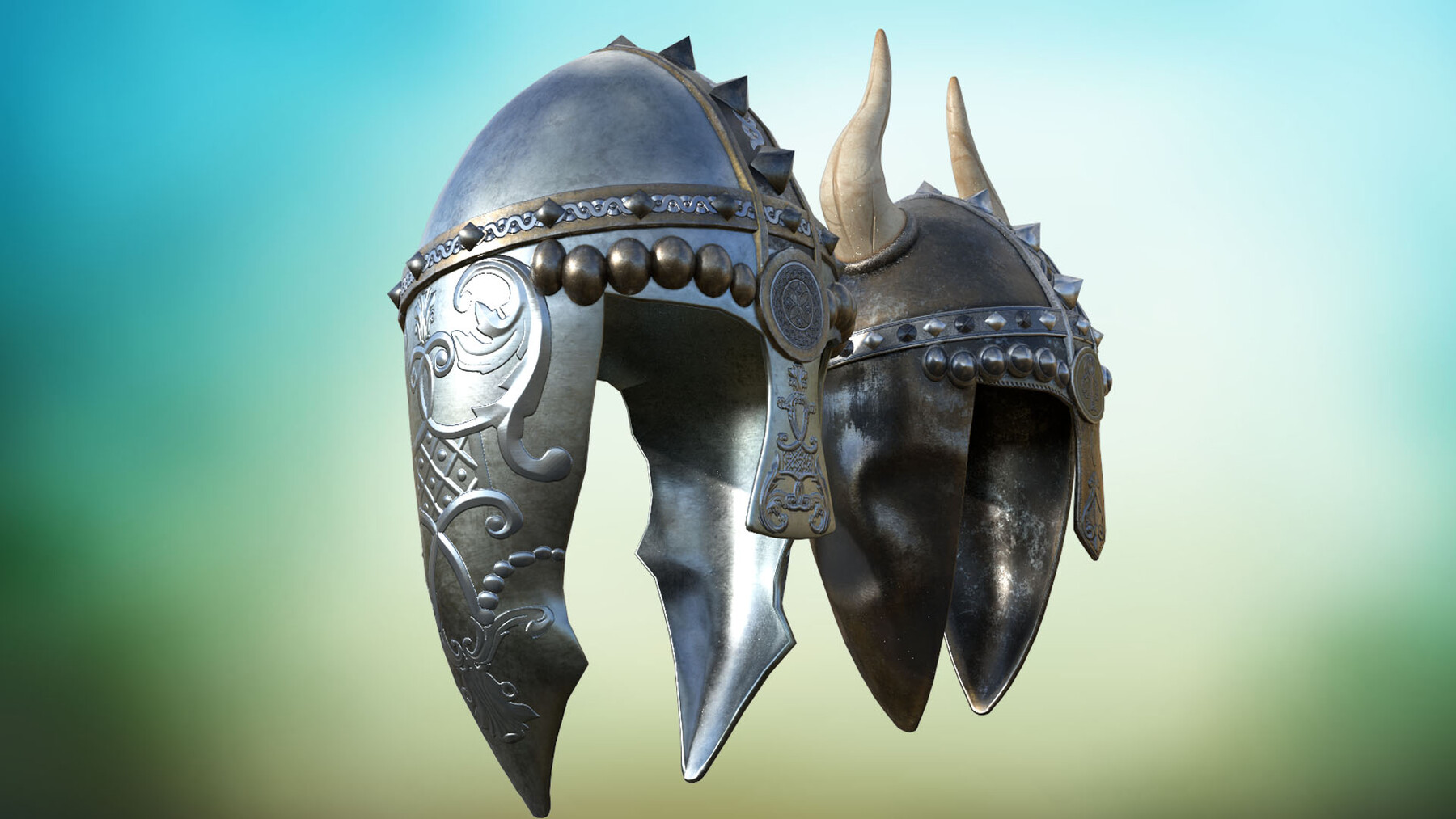 ArtStation - Stylized metal helmet of a knight PBR game ready Low-poly ...