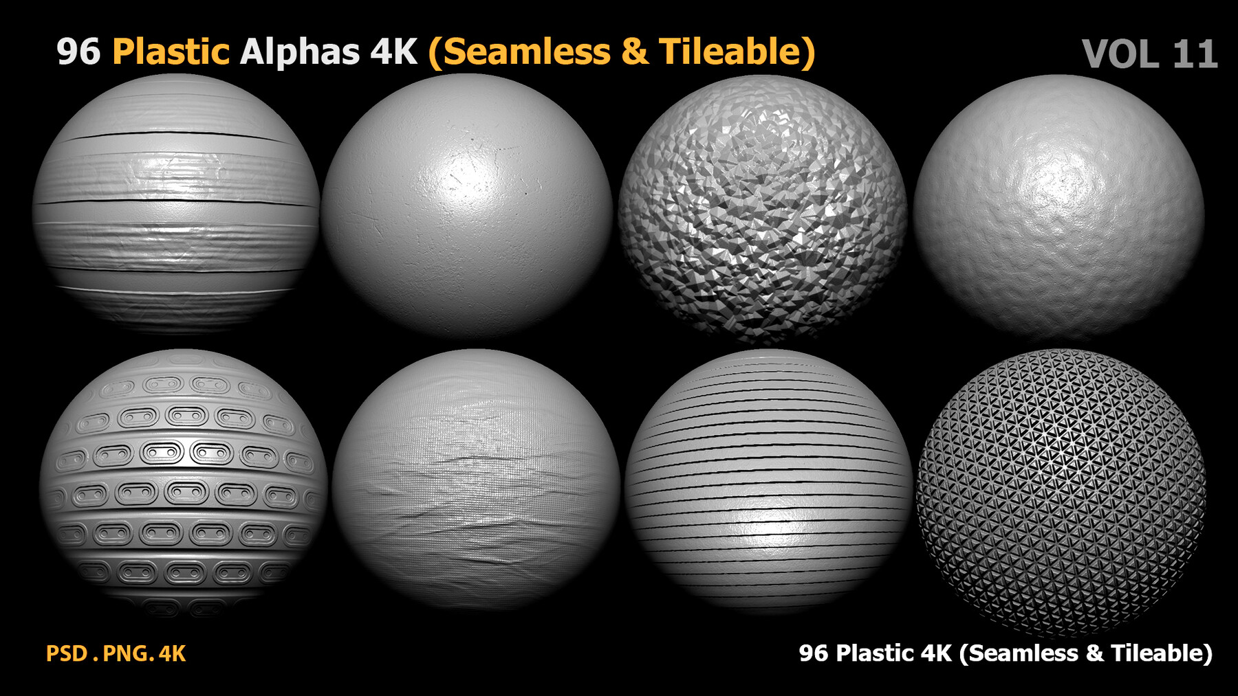 ArtStation - 96 Plastic Alphas (Seamless & Tileable) VOL 11 | Brushes