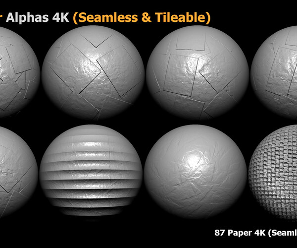 ArtStation - 87 Paper Alphas (Seamless & Tileable) VOL 12 | Brushes