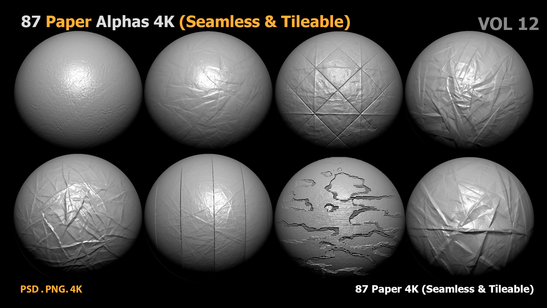 ArtStation - 87 Paper Alphas (Seamless & Tileable) VOL 12 | Brushes