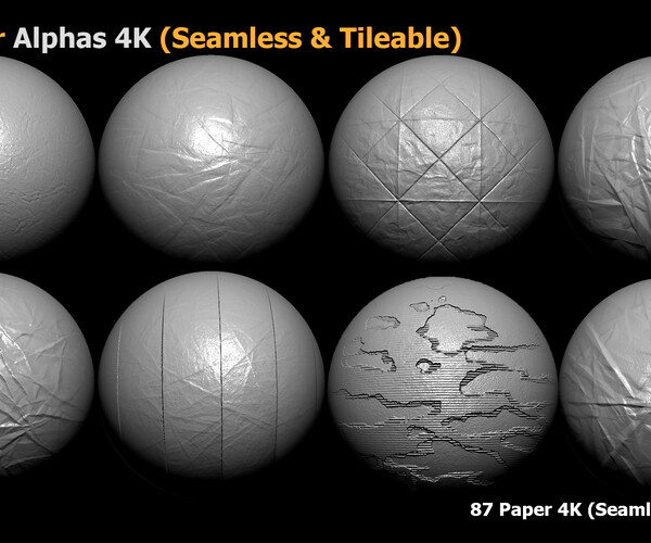 ArtStation - 87 Paper Alphas (Seamless & Tileable) VOL 12 | Brushes