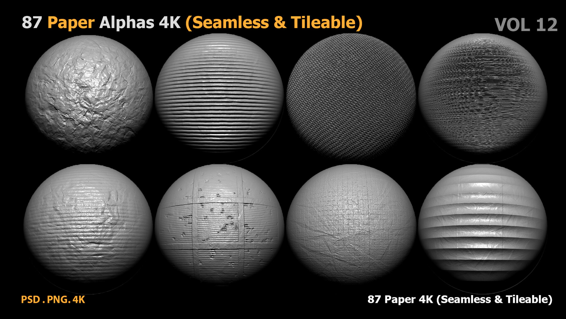 ArtStation - 87 Paper Alphas (Seamless & Tileable) VOL 12 | Brushes