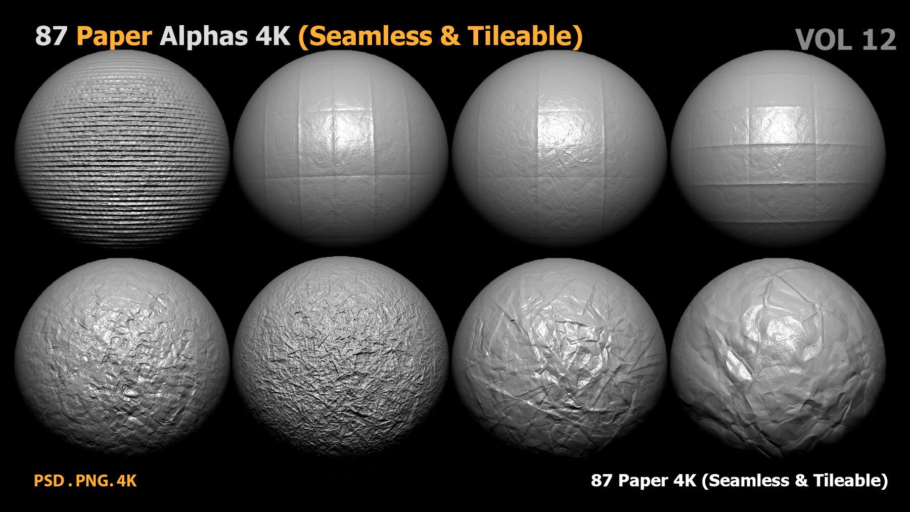 ArtStation - 87 Paper Alphas (Seamless & Tileable) VOL 12 | Brushes