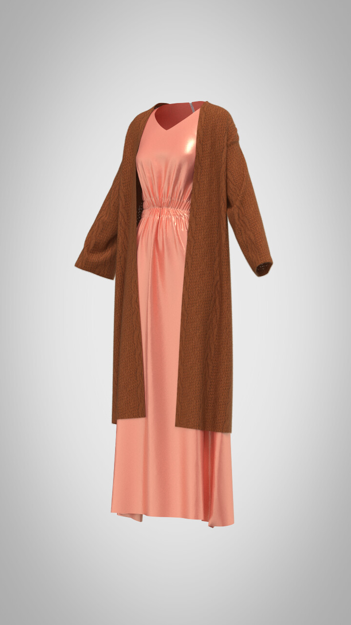 ArtStation - Dresses & Knit Cardigan / Marvelous Designer/Clo3D project ...