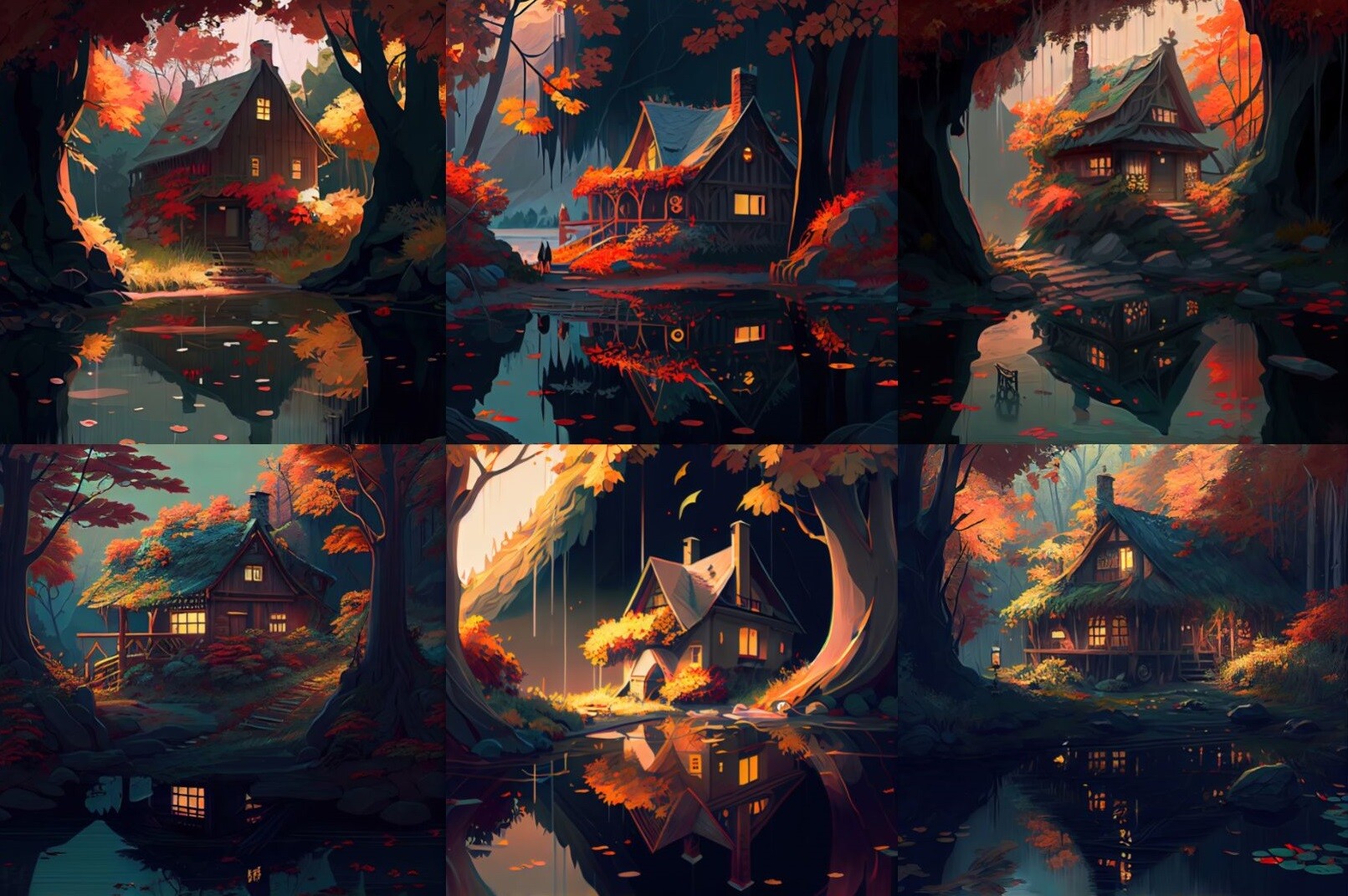 ArtStation - Autumn Fall Cottage Backgrounds | Artworks