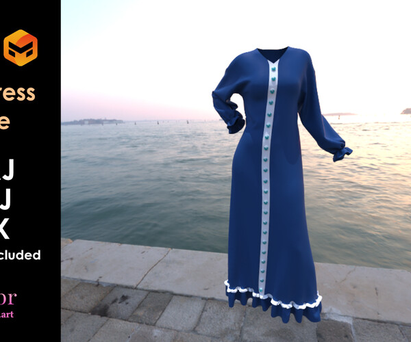 ArtStation - Blue Dress Ruffle / Marvelous Designer/Clo3D project file ...