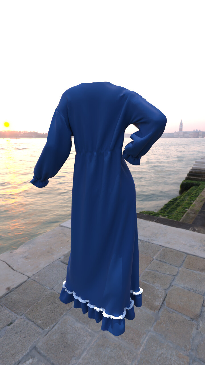 ArtStation - Blue Dress Ruffle / Marvelous Designer/Clo3D project file ...