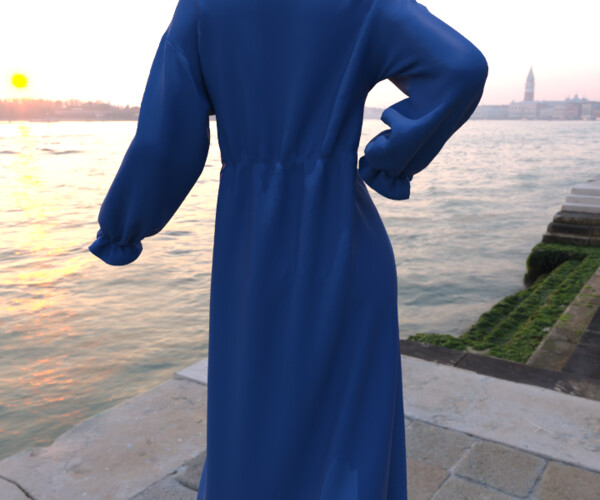 ArtStation - Blue Dress Ruffle / Marvelous Designer/Clo3D project file ...