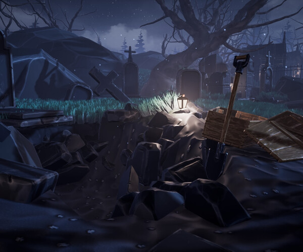 ArtStation - Graveyard - Cemetery - Stylized Graveyard - Stylized ...