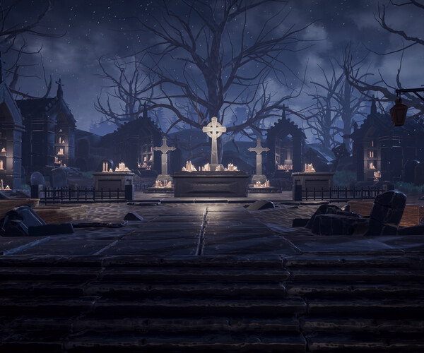 ArtStation - Graveyard - Cemetery - Stylized Graveyard - Stylized ...