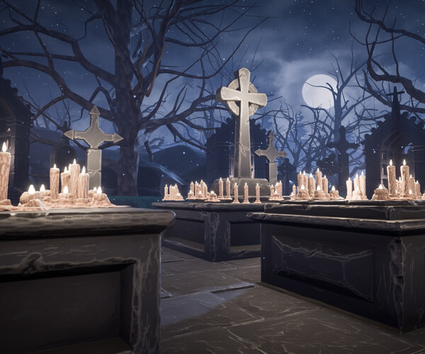 ArtStation - Graveyard - Cemetery - Stylized Graveyard - Stylized ...