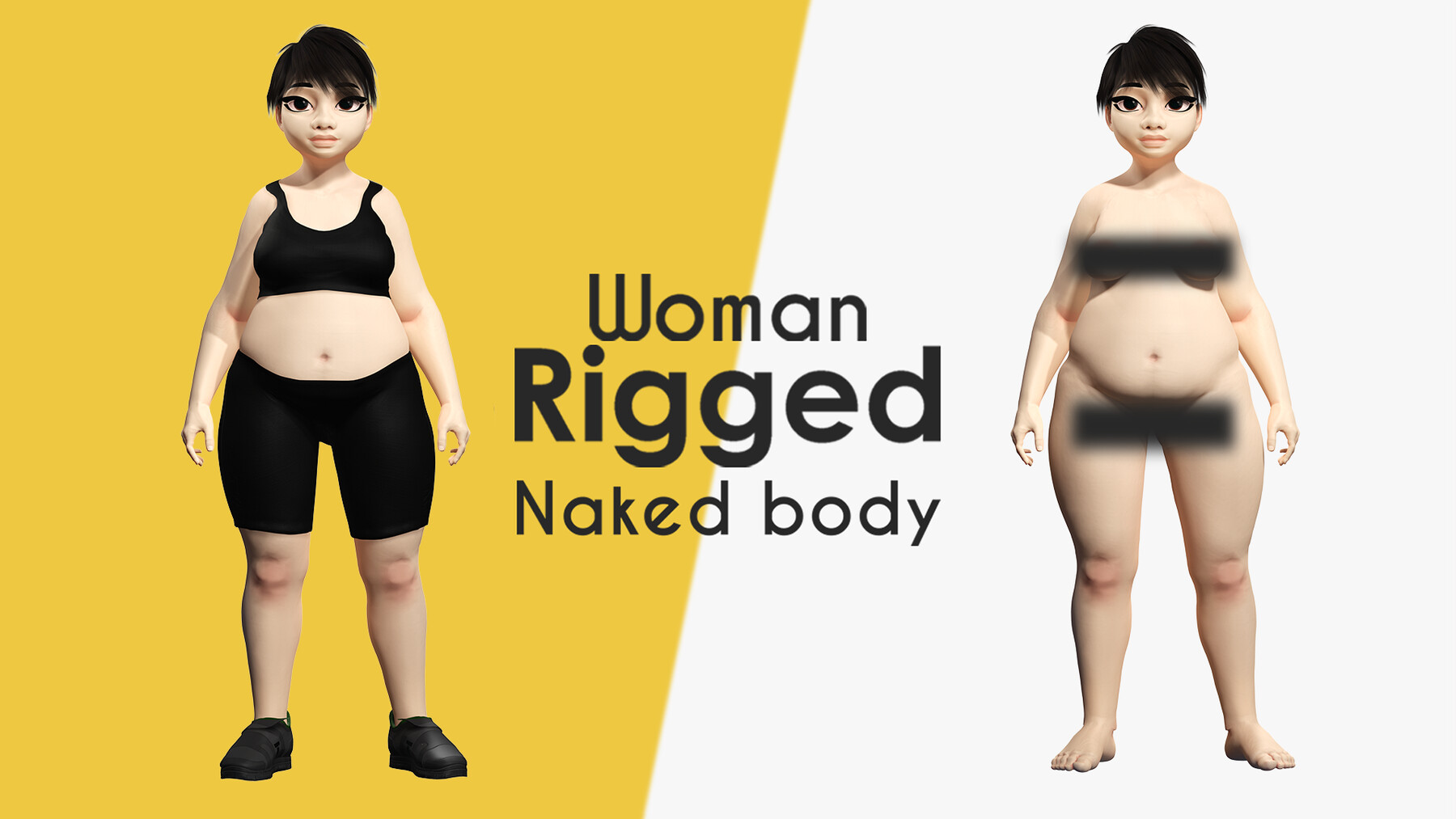 ArtStation - Fat Woman rig stylized girl cartoon Female 3D Model rigged | Resources