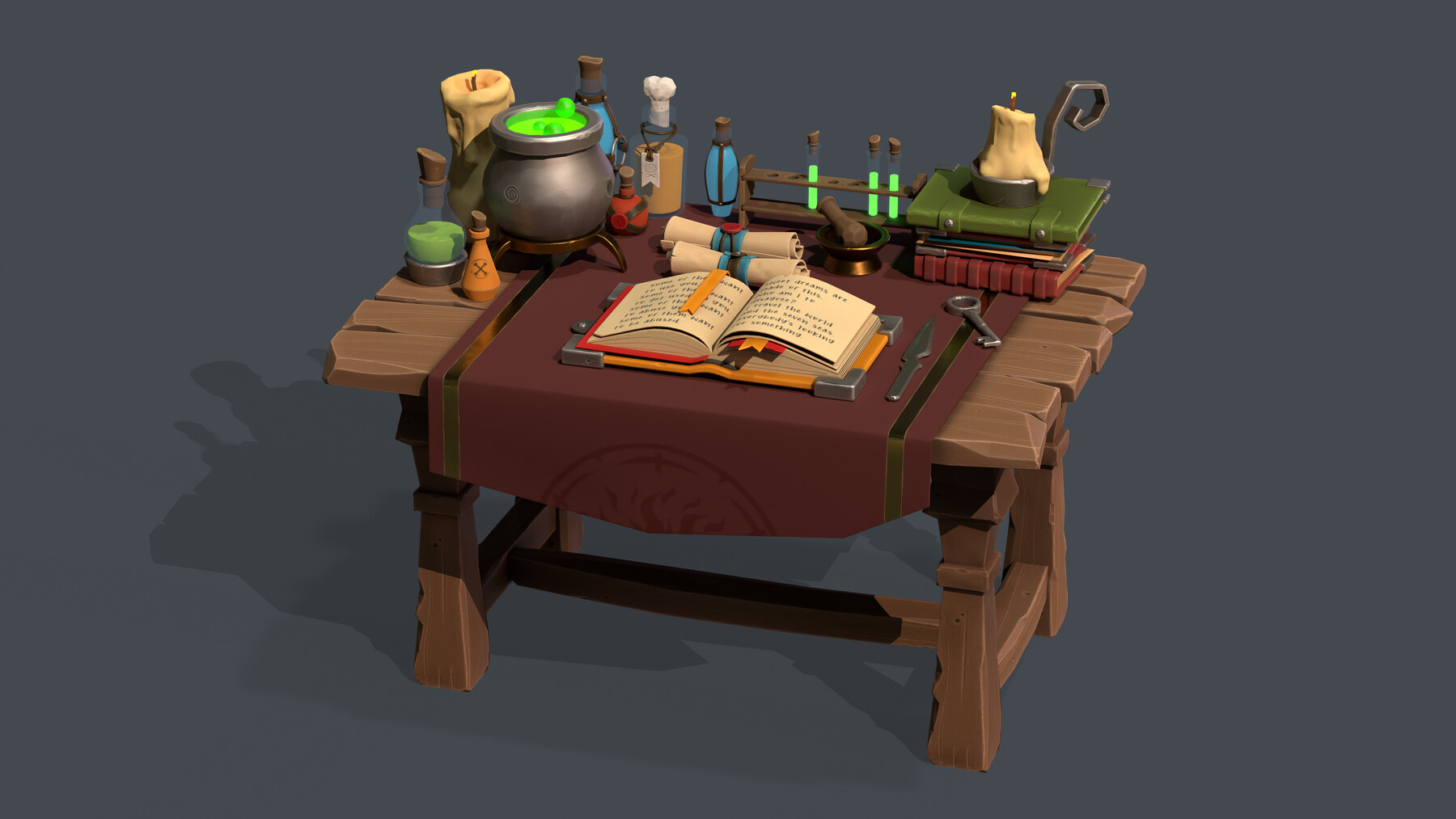 ArtStation - Stylized Alchemy Table Low Poly Game Ready PBR model ...