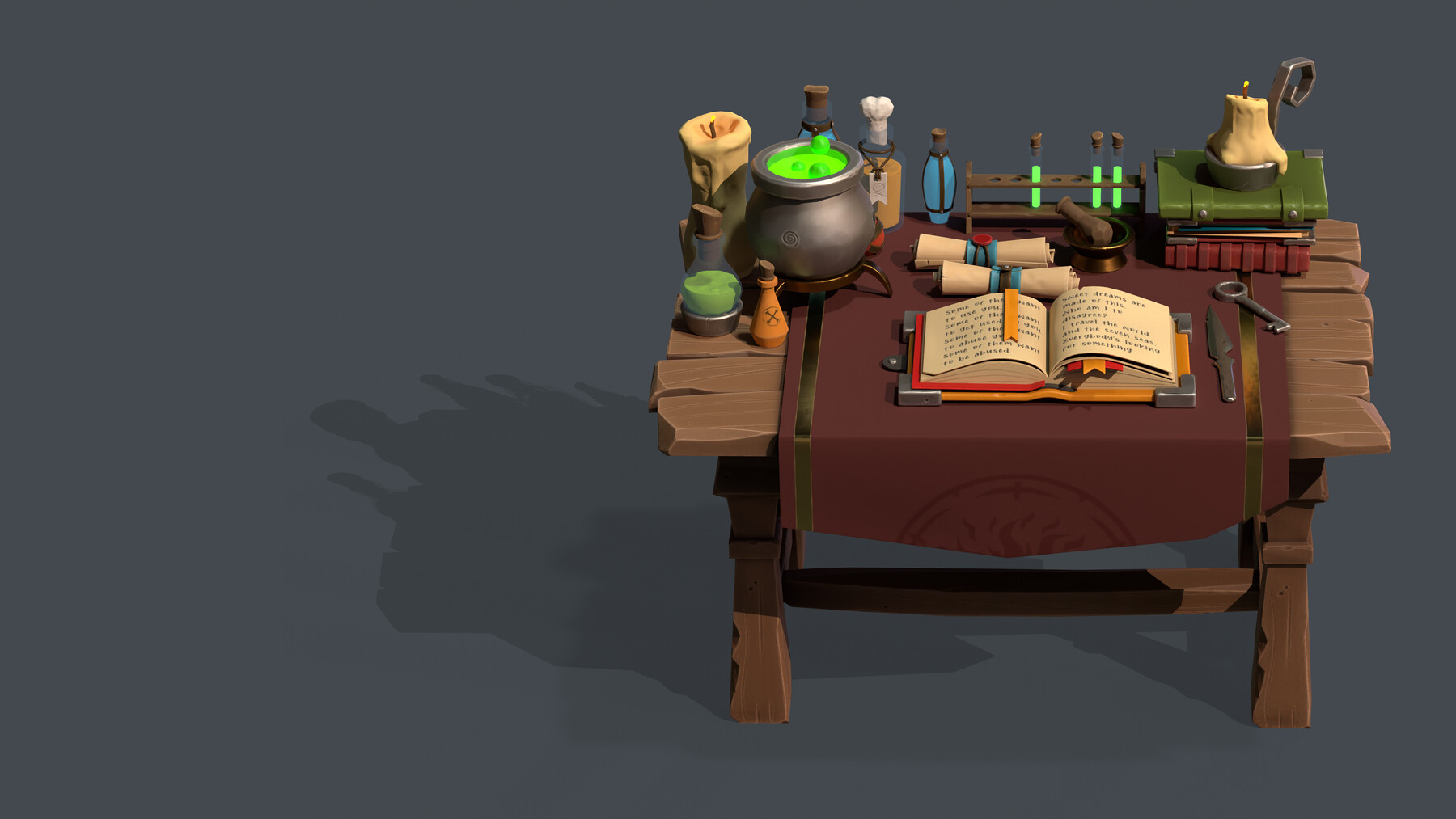 ArtStation - Stylized Alchemy Table Low Poly Game Ready PBR model ...