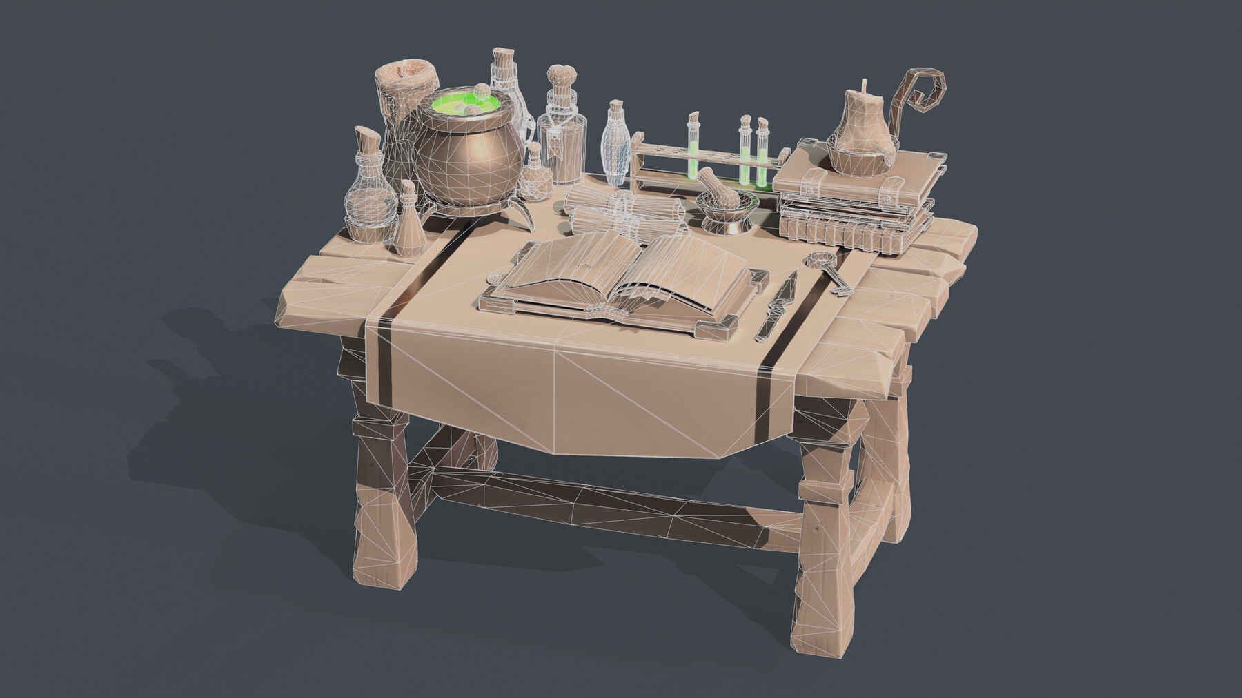 ArtStation - Stylized Alchemy Table Low Poly Game Ready PBR model ...
