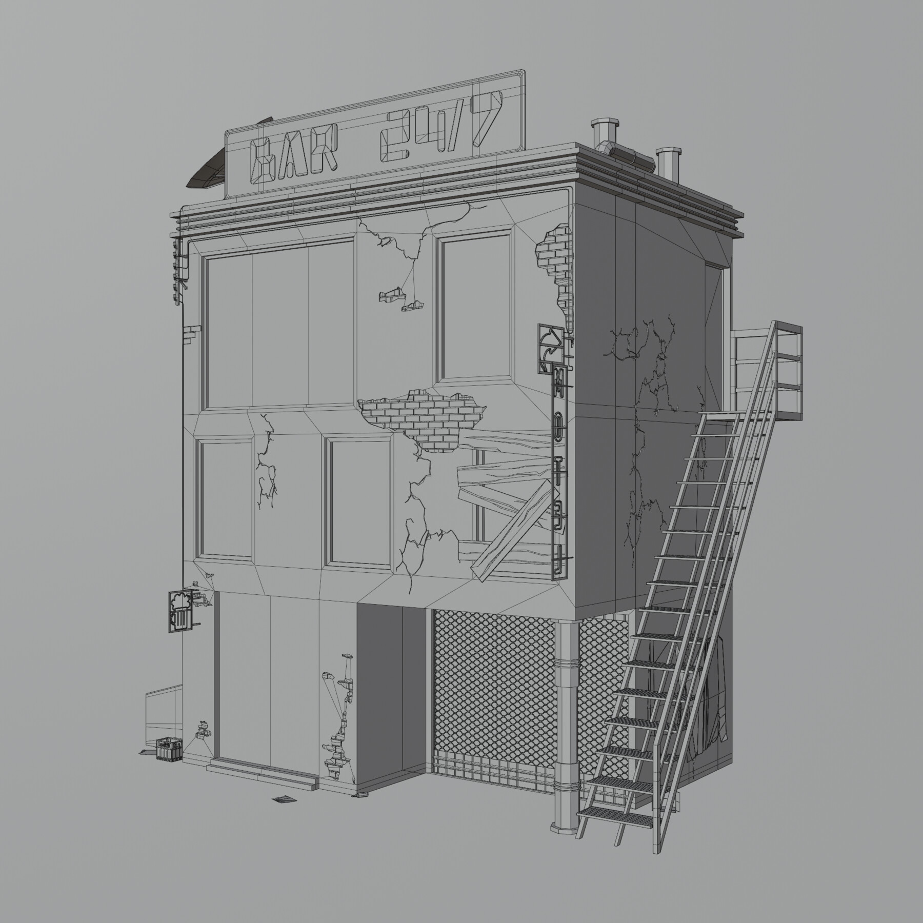 ArtStation - Cyberpunk style building | Game Assets